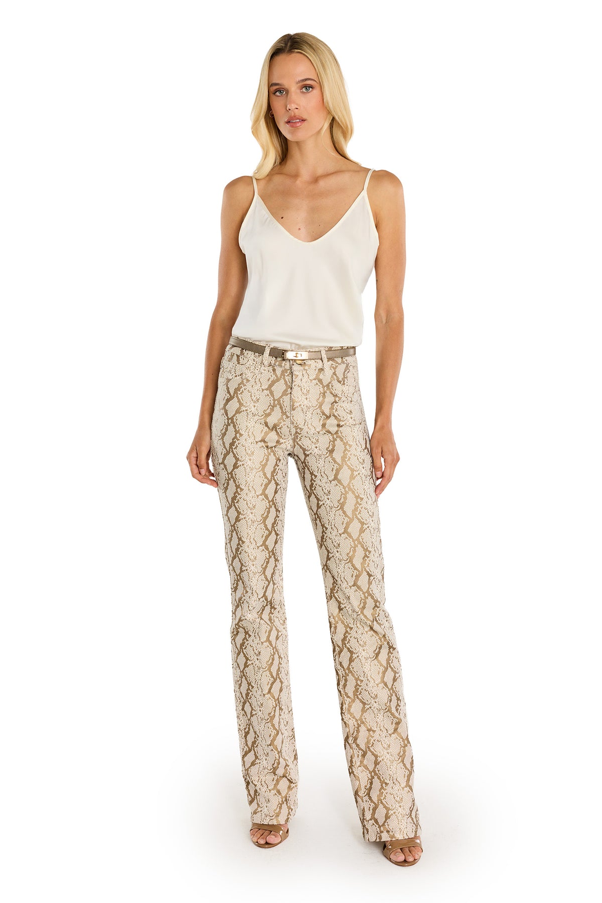 Aria Flare Jean - Gold Python – The Noli Shop