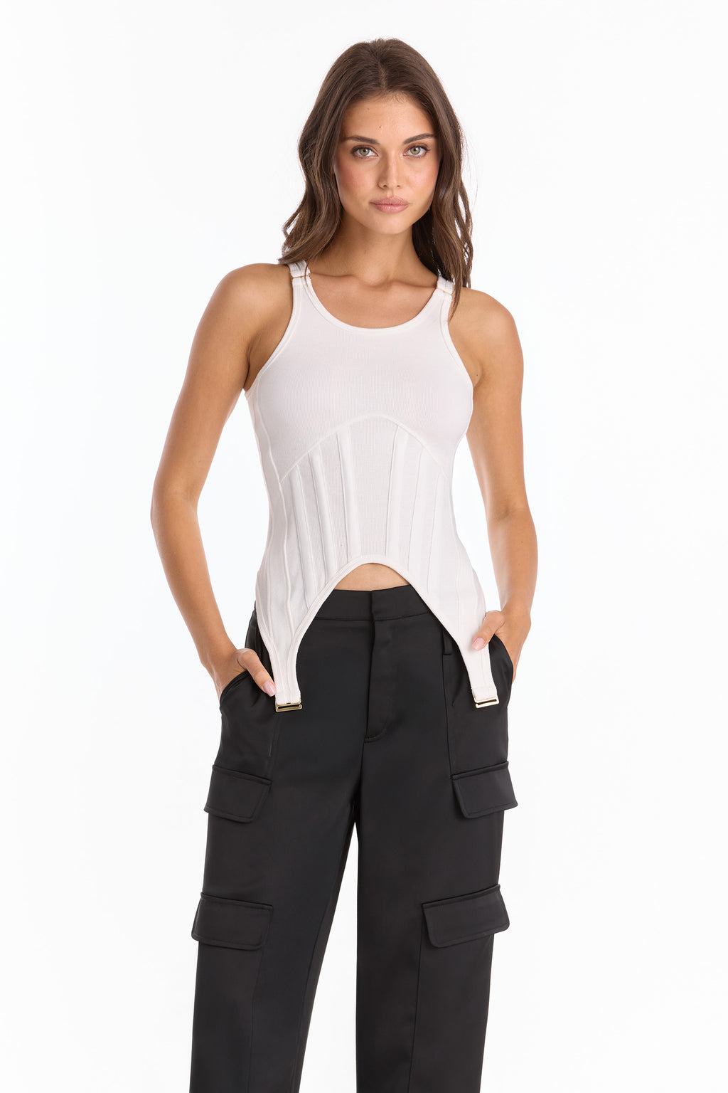 Kiara Garter Tank - White – The Noli Shop